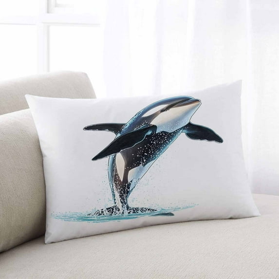 Cute Killer Whale Throw Pillow Covers, Orca Animal Ocean Retro Artwork ...