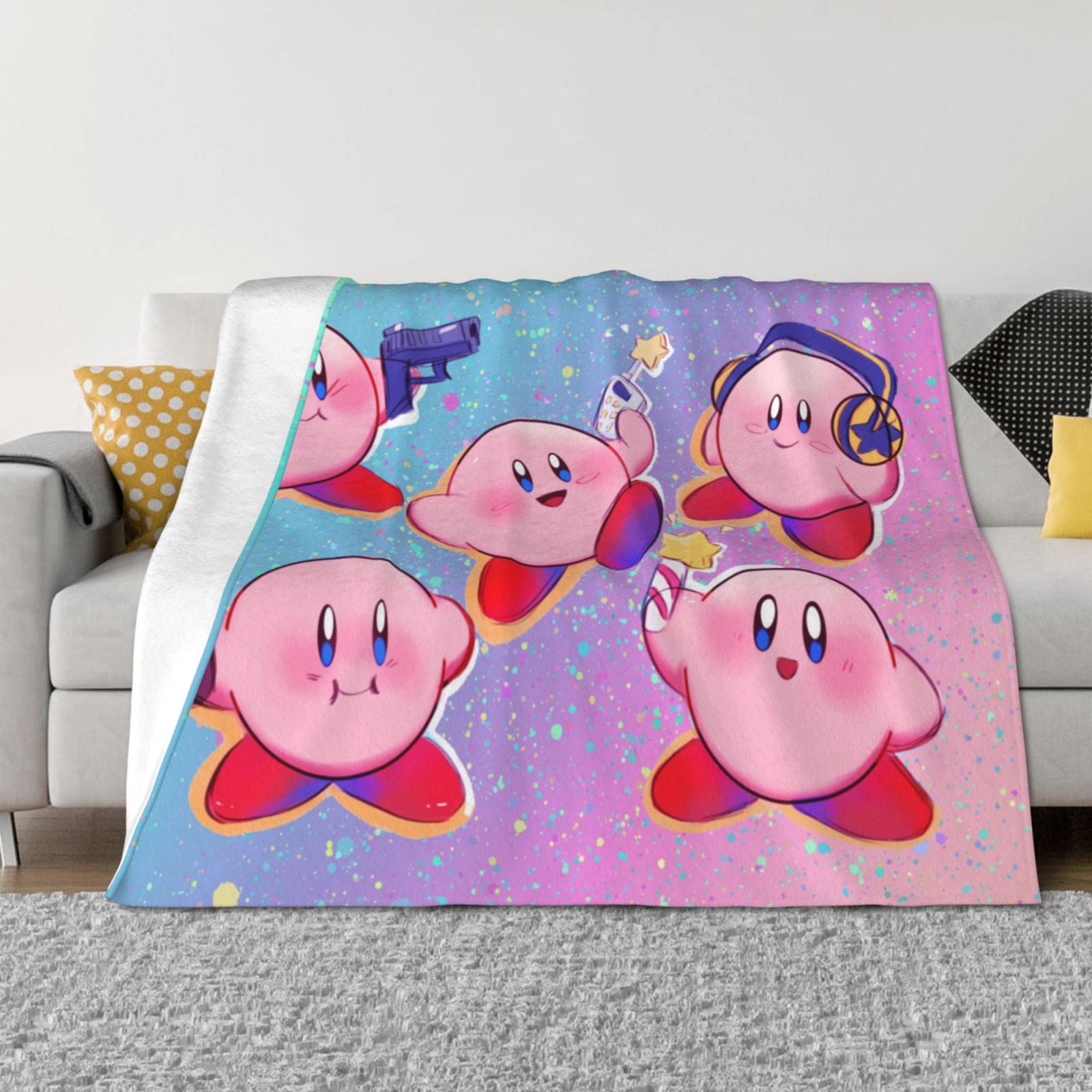 Cute Kirby Characters Flannel Blanket Cozy Ultra-Soft Micro Throw ...