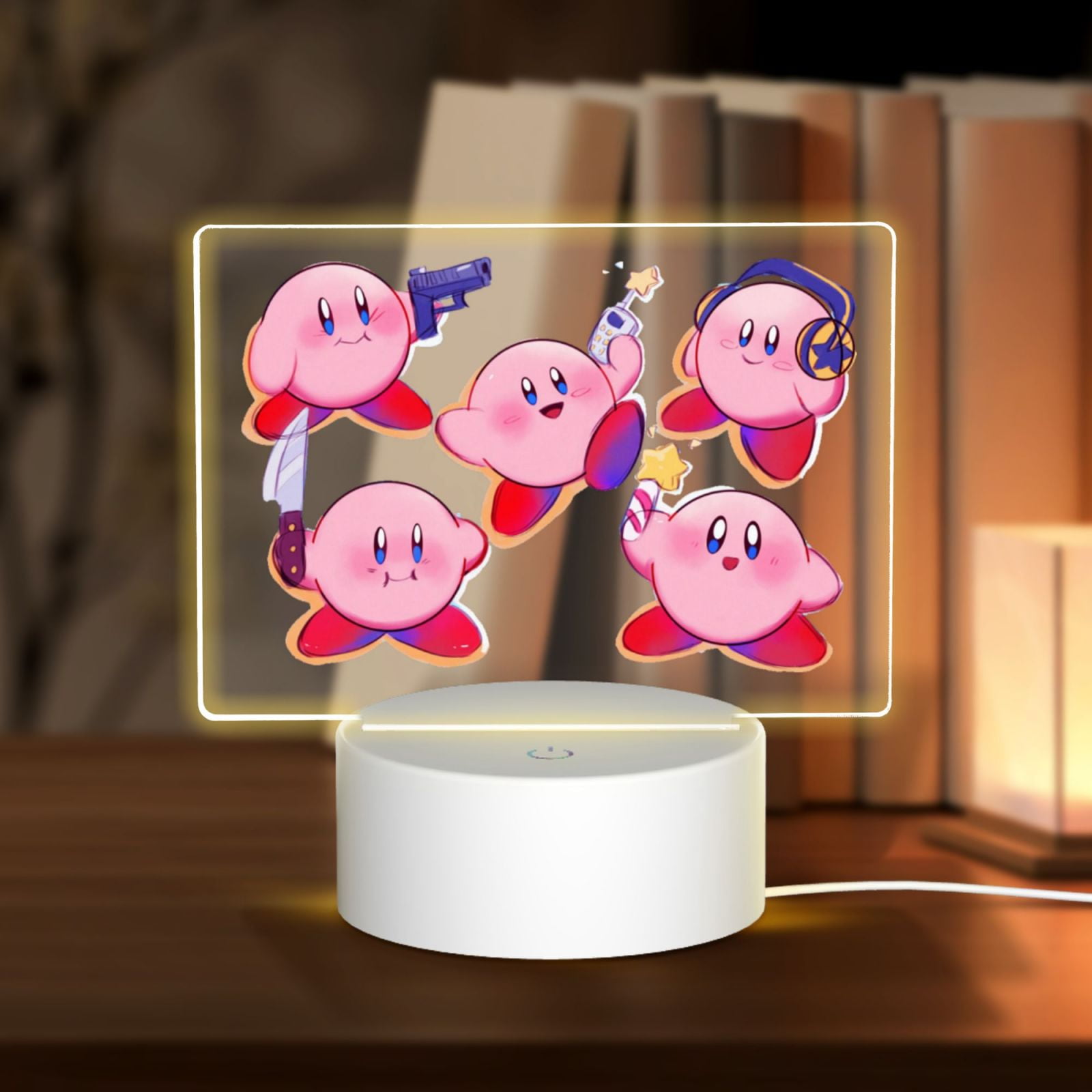 Cute Kirby Characters Rectangular Acrylic Night Light Adjustable 3 ...