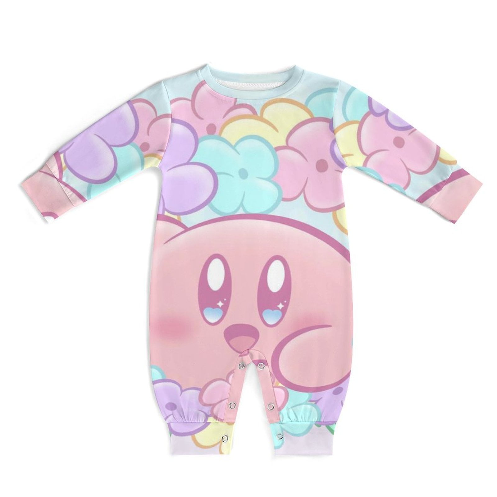 Cute Kirby Game Baby Rompers One-Piece Long Sleeve Jumpsuit Bodysuits ...