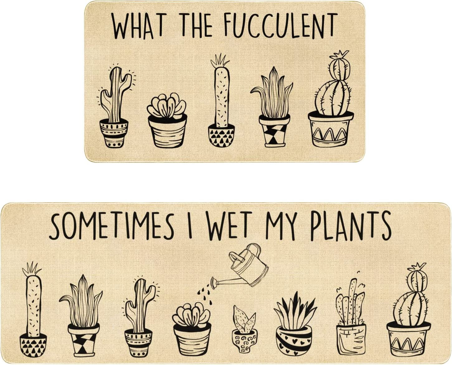 Cute Kitchen Mat Set of 2,Funny Boho Cactus Kitchen Rugs and Mats Non ...