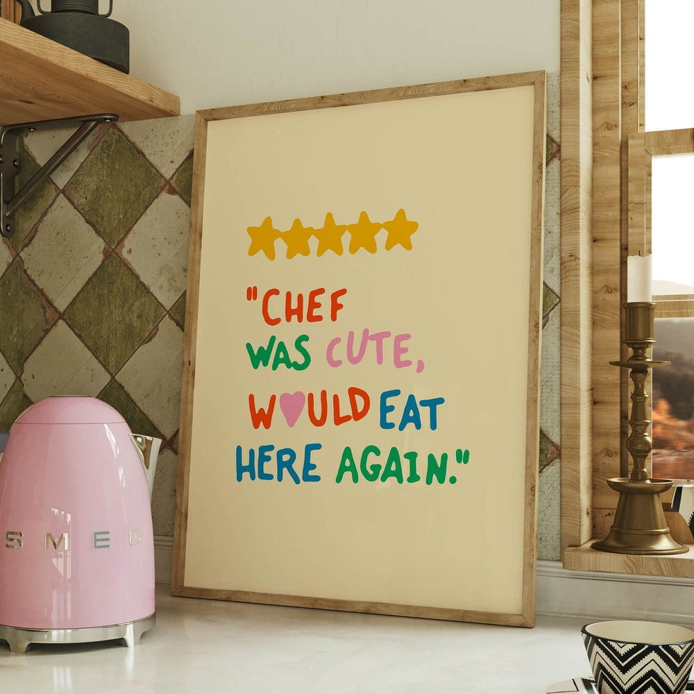 Cute Kitchen Poster Maximalist Decor, Kitchen Wall Art Food Decor Retro ...