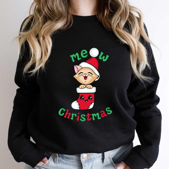 Cute Kitten In A Christmas Stocking Funny My First Christmas Graphic ...