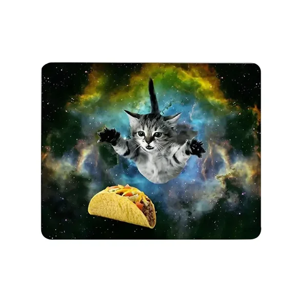 Cute Kitten Mouse Pad Funny Design, Curious Cat Flying Through Space ...