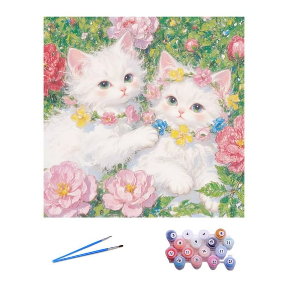 Cute Kitten Number Oil Painting DIY Color Fill Hand-Painted Acrylic ...