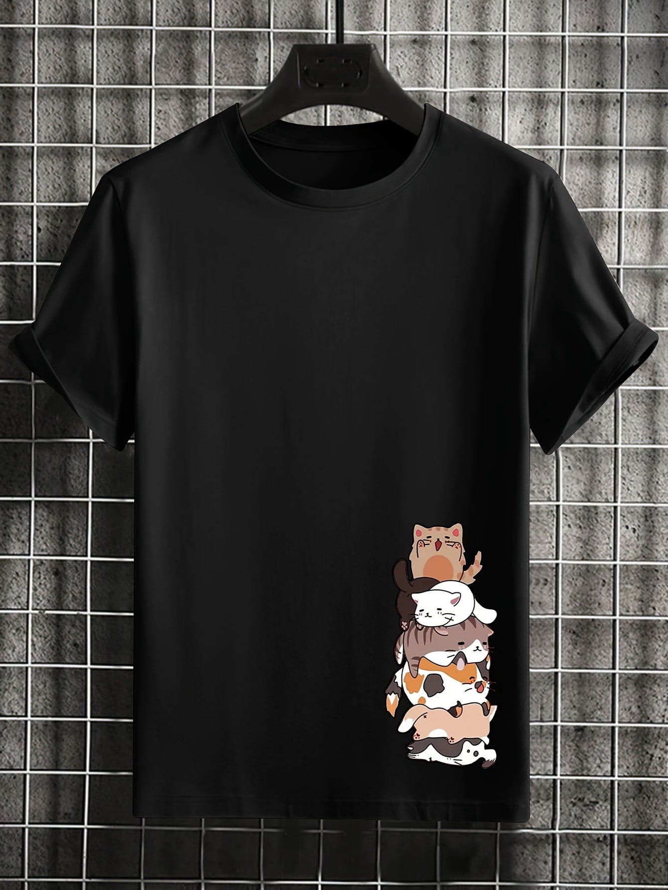 Cute Kitten Stylish Print Summer & Spring Tee For Men, Casual Short ...