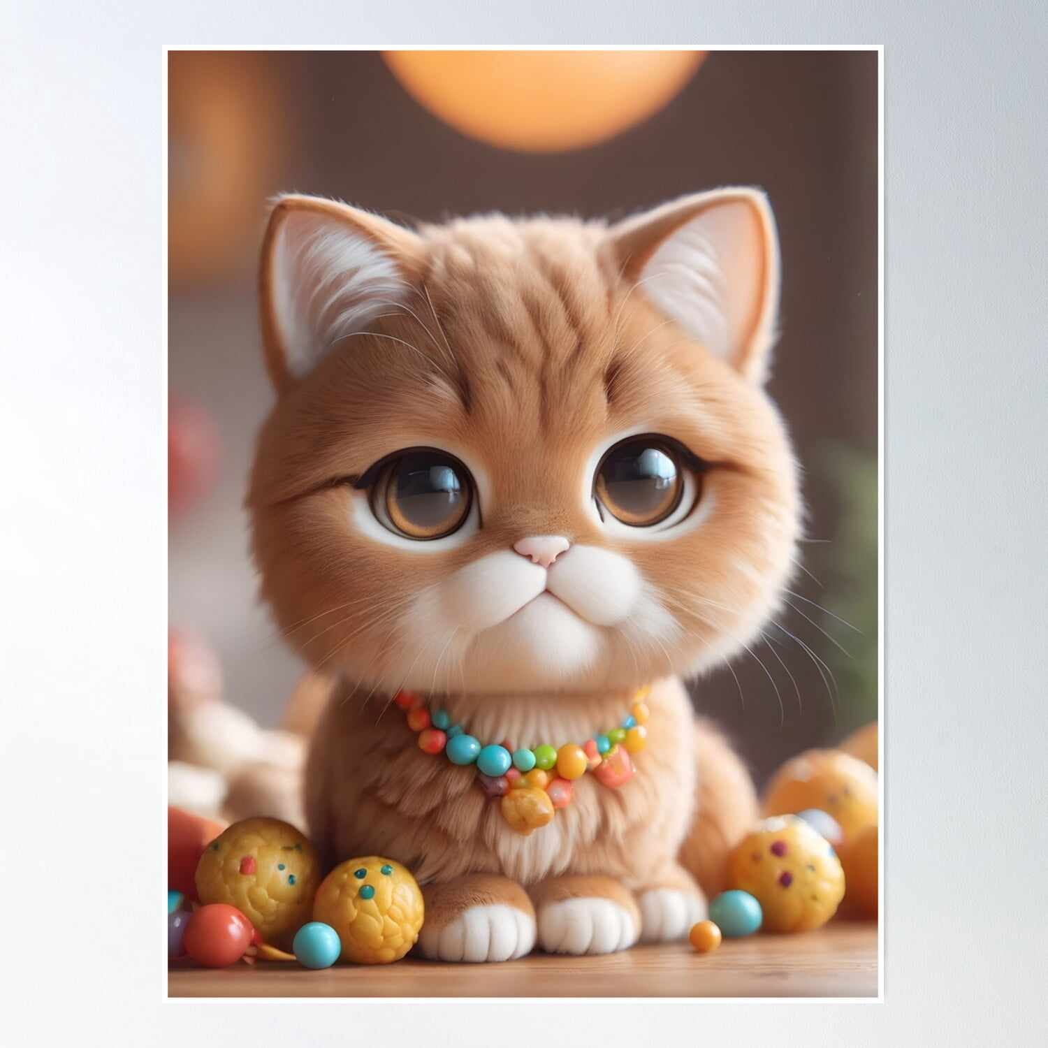 Cute Kitty Cat Portrait For Kids Poster Wall Art, Modern Wall Decor ...