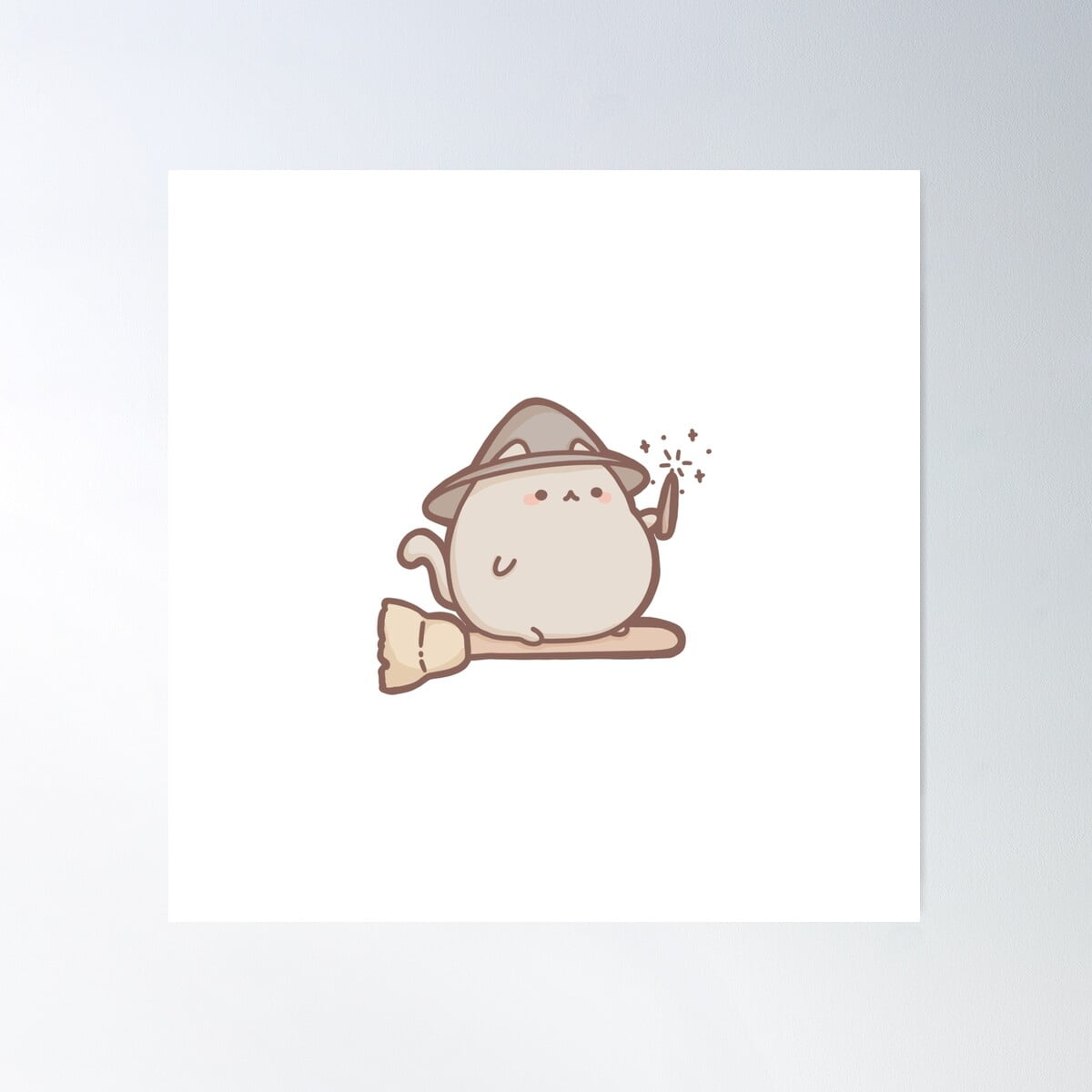 Cute Kitty Cat Witch Flying On A Magic Broom Poster Wall Art, Modern ...