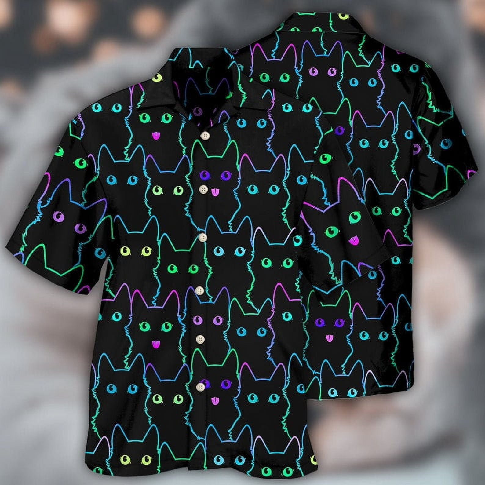 Cute Kitty Hawaiian Shirt, Lovely Cat Full Printed Hawaiian Shirt ...