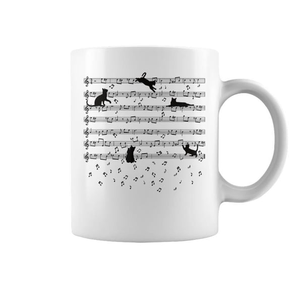 Cute Kitty Playing Music Note Clef Musician Music Cat Lover Coffee Mugs ...