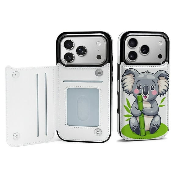Cute Koala Bamboo Snack Leather Wallet Case for iPhone 11 Pro Max ...