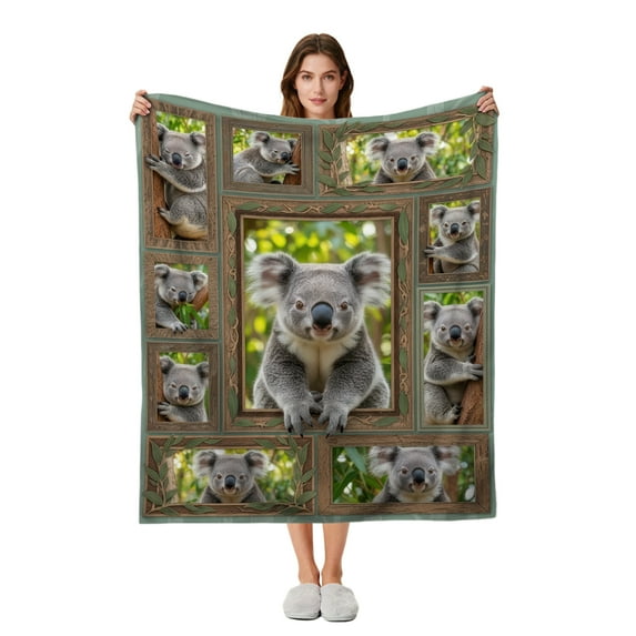 Cute Koala Bear Flannel Throw Blanket – Soft Cozy Plush Lightweight ...