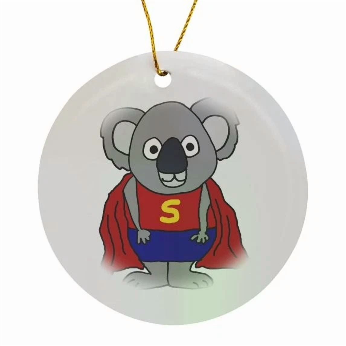 Cute Koala Bear Superhero With Red Cape Cartoon 2D Ceramic Ornament 1PC ...