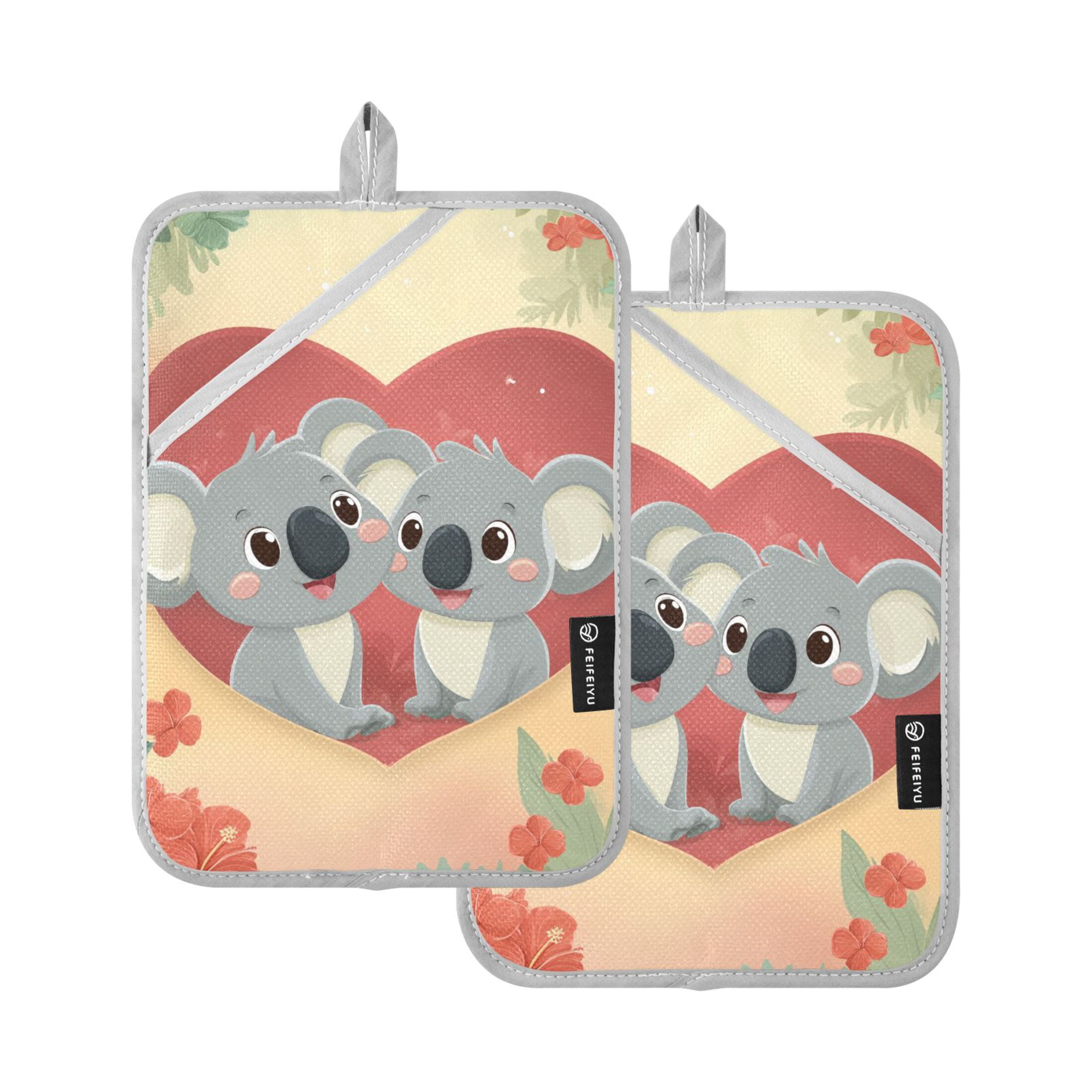 Cute Koala Couple Jungle Valentine Pot Holder Heat Resistant Mat Oven ...