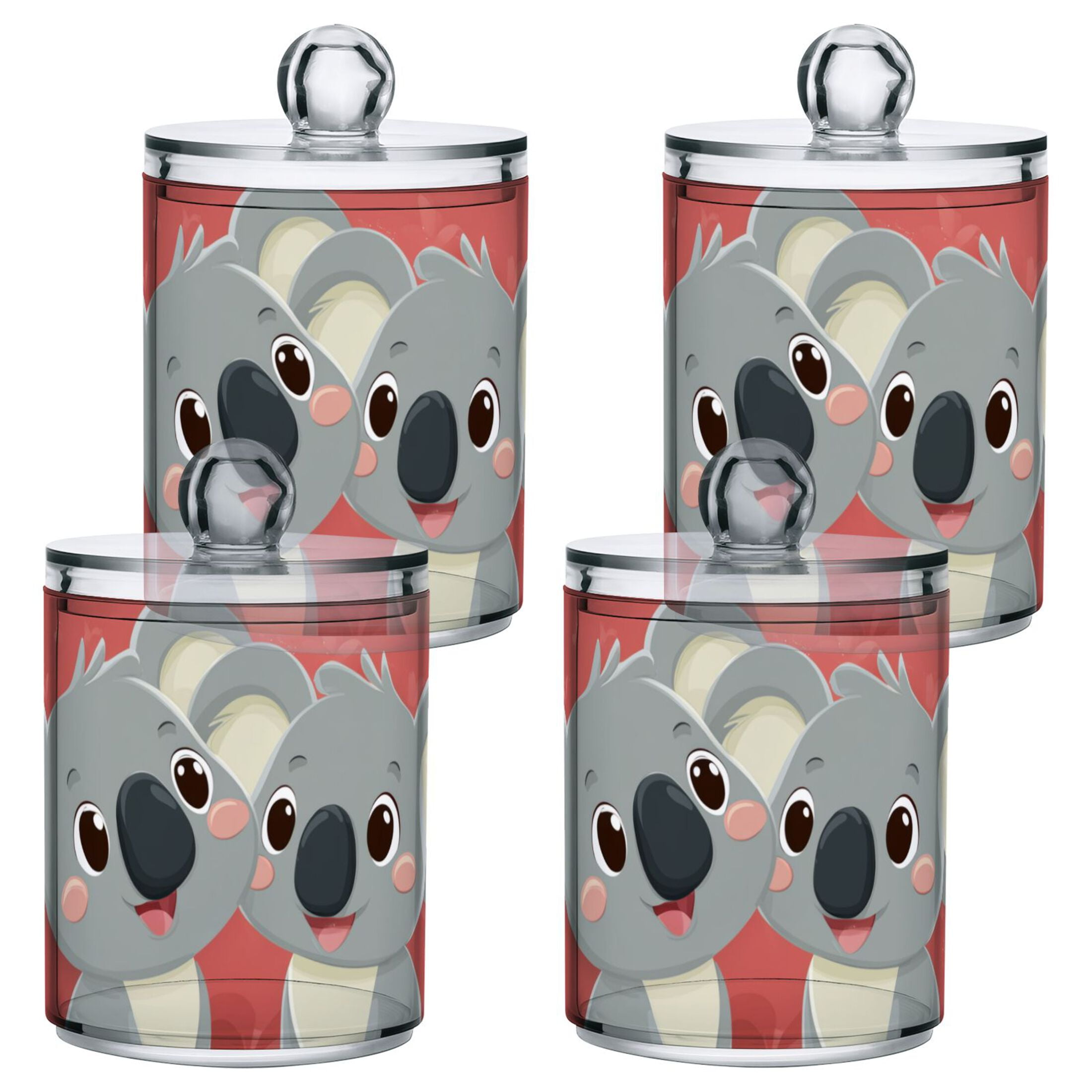 Cute Koala Couple Jungle Valentine Translucent Plastic Cans Storage ...