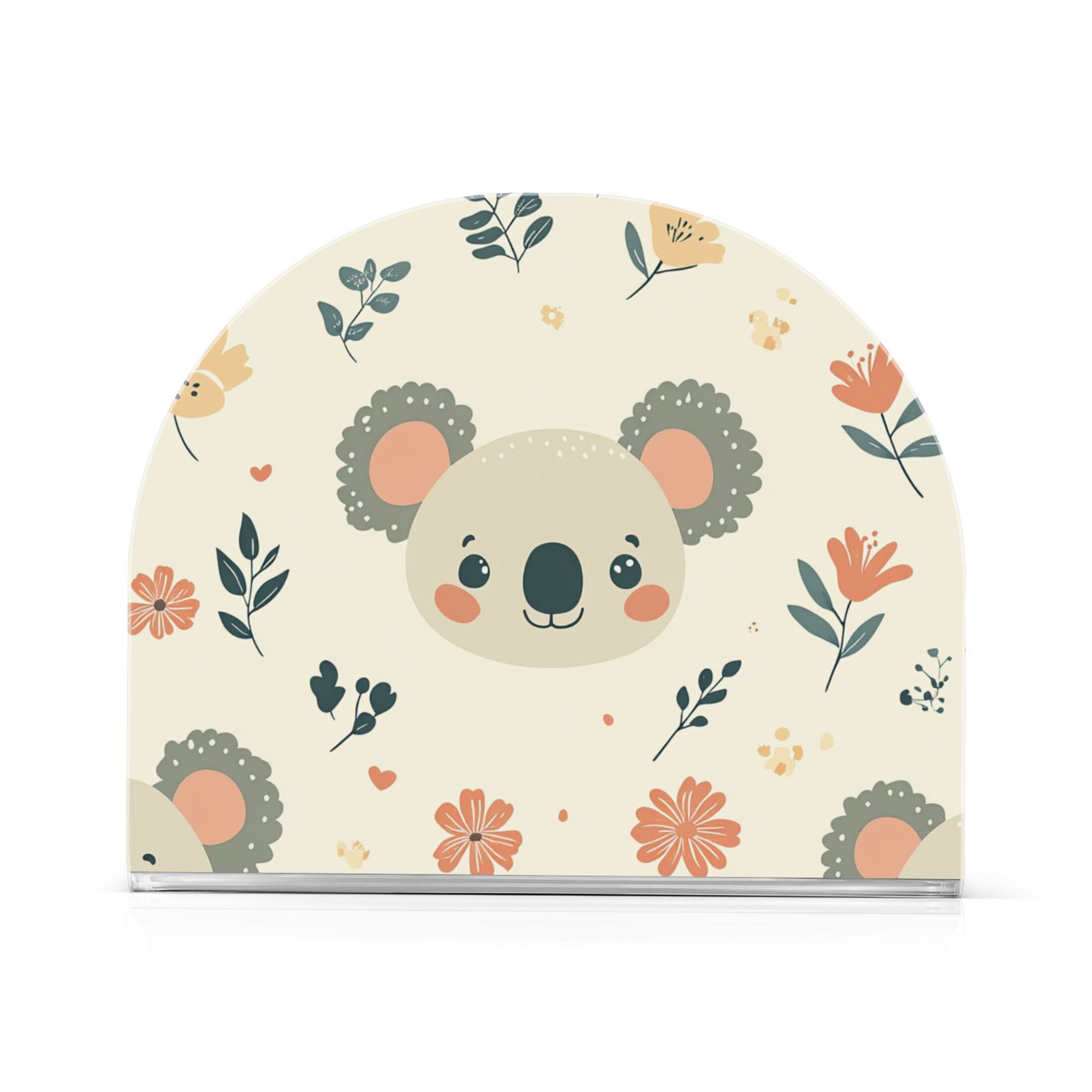 Cute Koala Faces Leaves Florals Acrylic Napkin Holders U-Shape Design ...