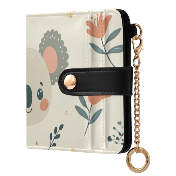 Cute Koala Faces Leaves Florals Women's Wallet PU Leather Card Cases ...