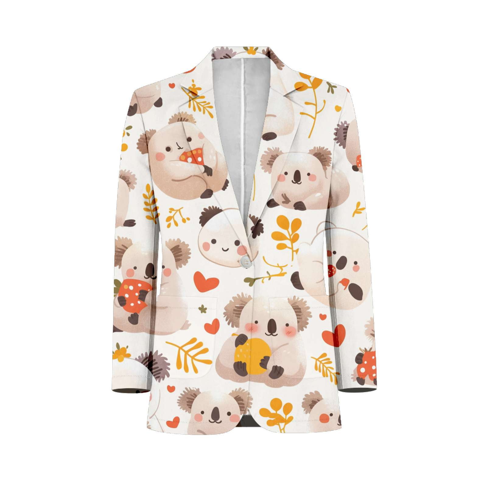 Cute Koala Pattern Mens Suits Shawl Collar Slim Fit Suit Mens Groom ...