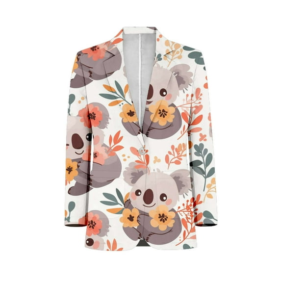 Cute Koala Pattern Mens Suits Shawl Collar Slim Fit Suit Mens Groom ...