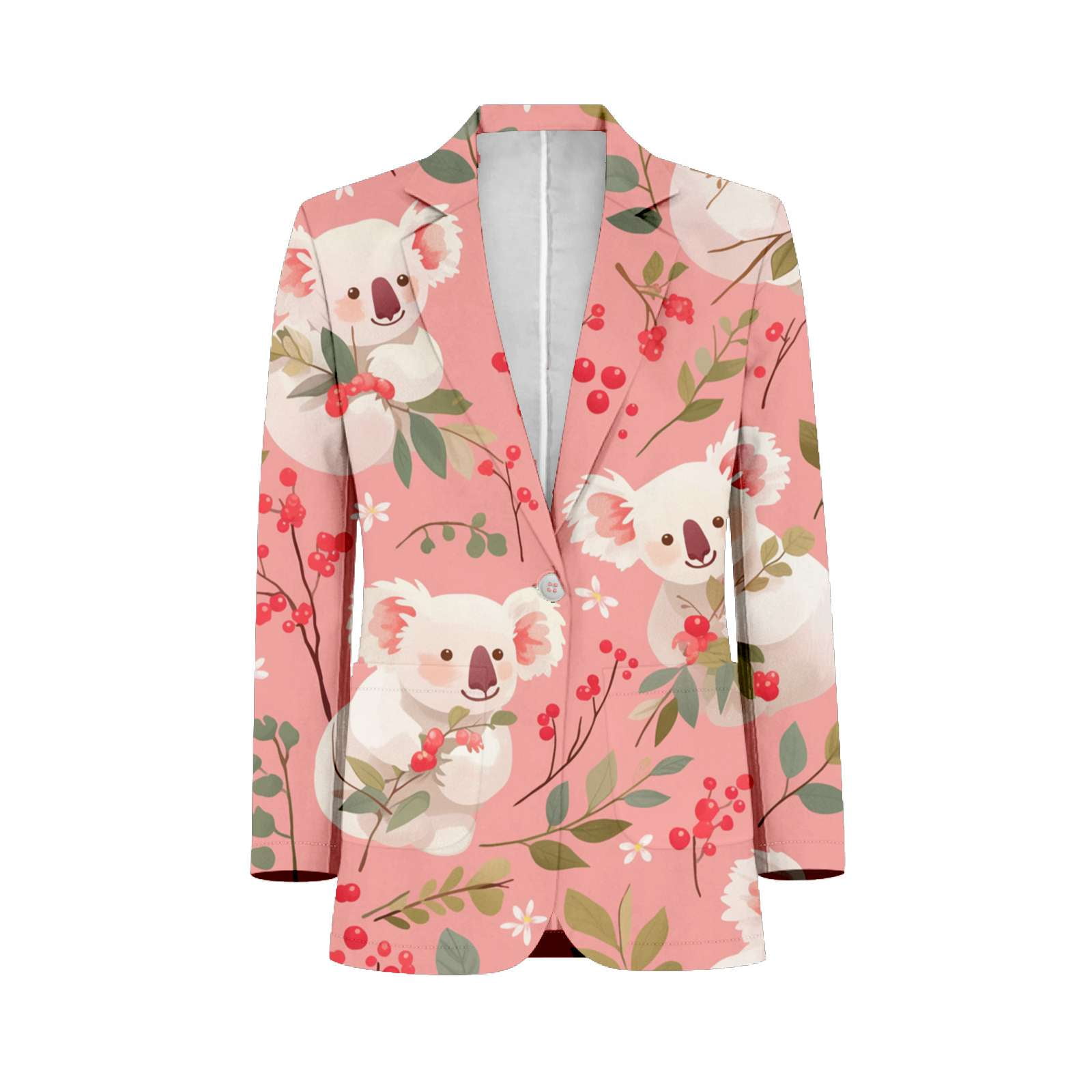 Cute Koala Pattern Mens Suits Shawl Collar Slim Fit Suit Mens Groom ...