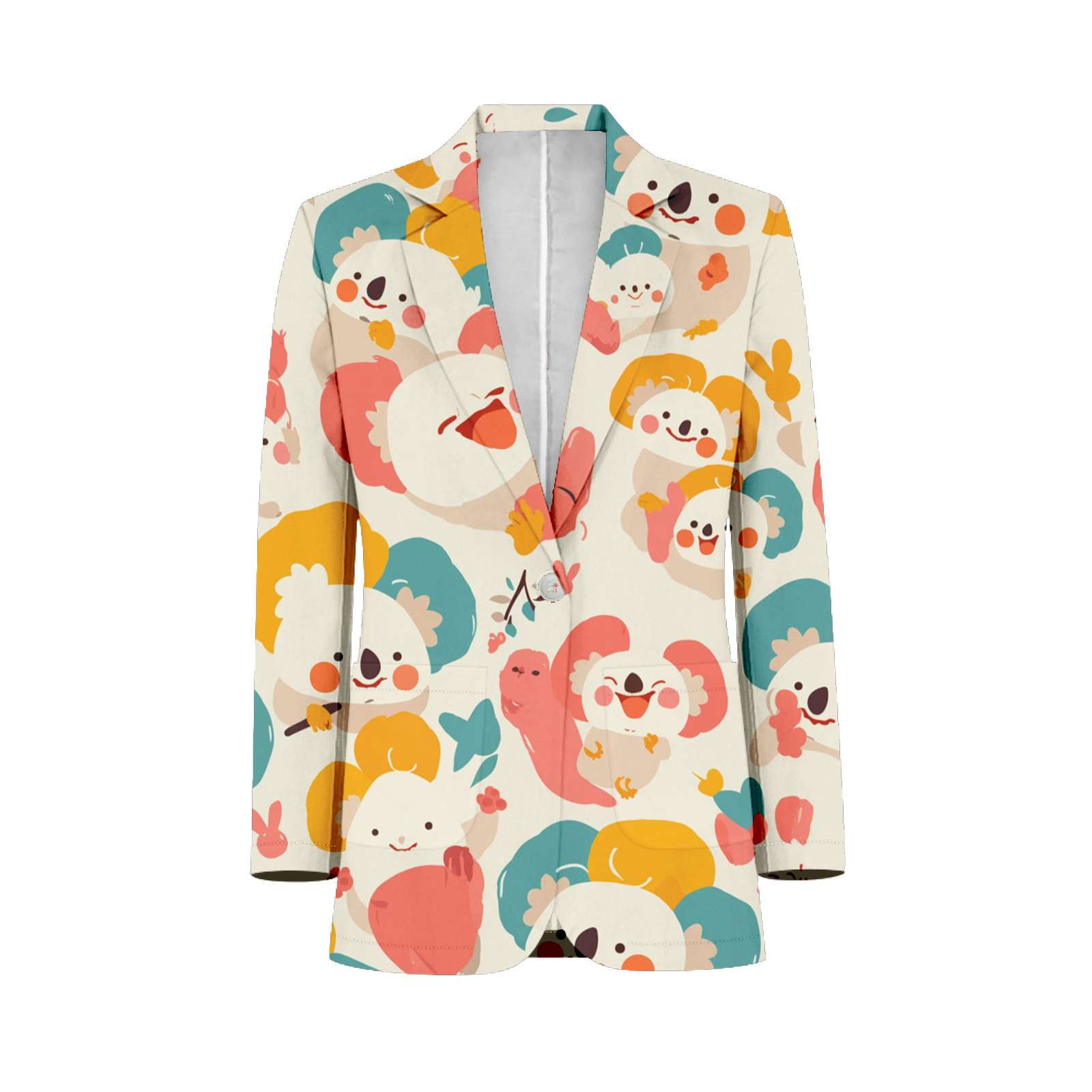 Cute Koala Pattern Mens Suits Shawl Collar Slim Fit Suit Mens Groom ...