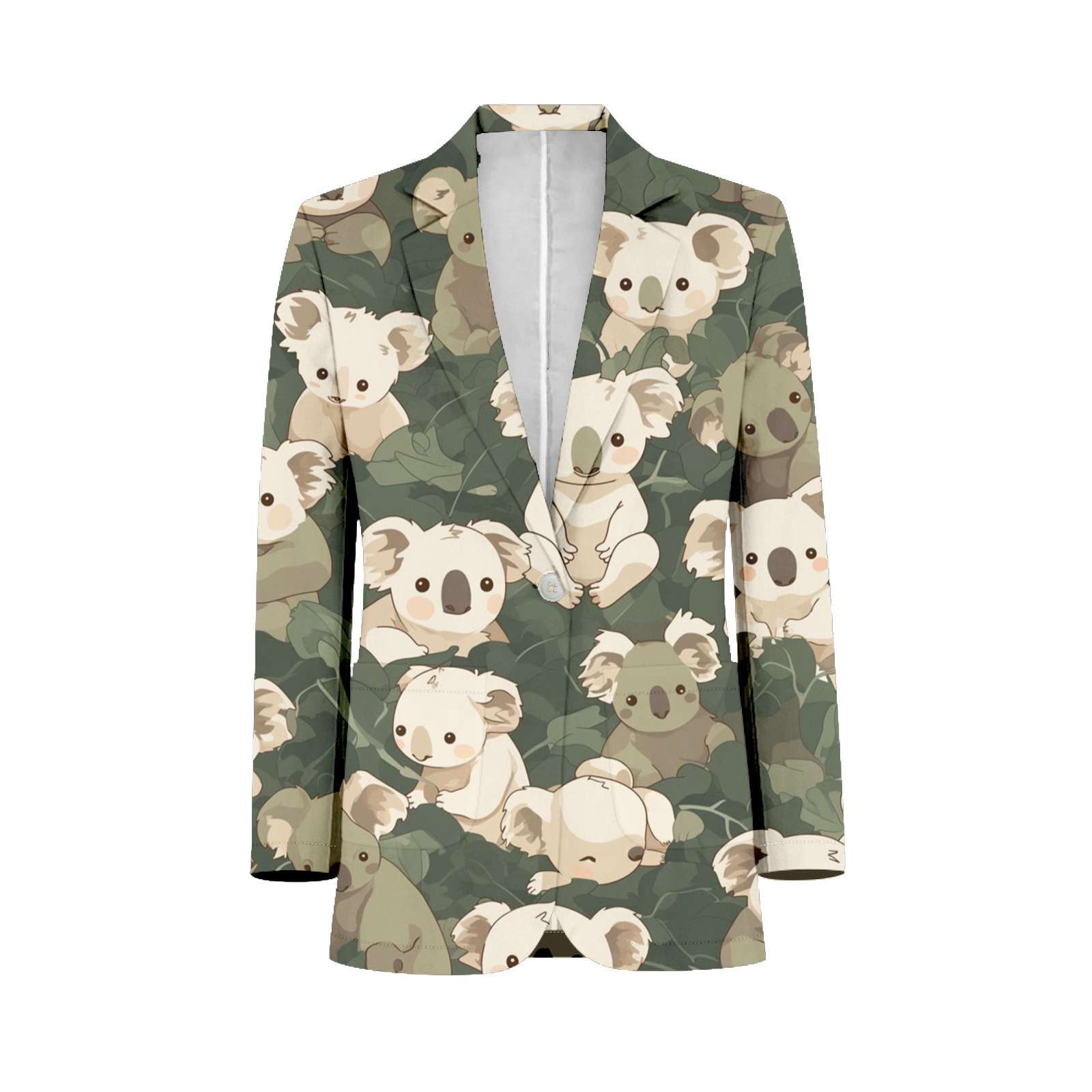 Cute Koala Pattern Mens Suits Shawl Collar Slim Fit Suit Mens Groom ...