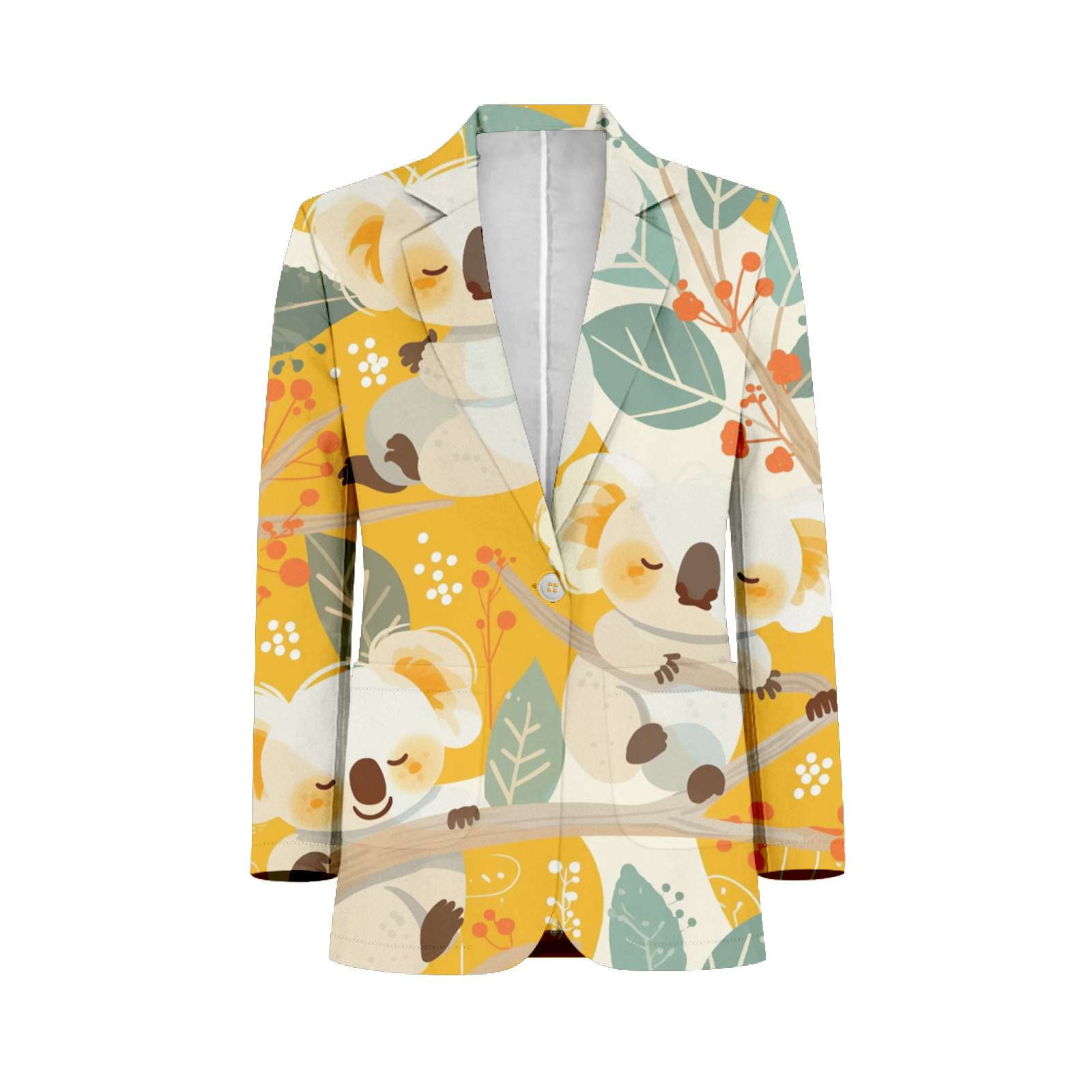Cute Koala Pattern Mens Suits Shawl Collar Slim Fit Suit Mens Groom ...