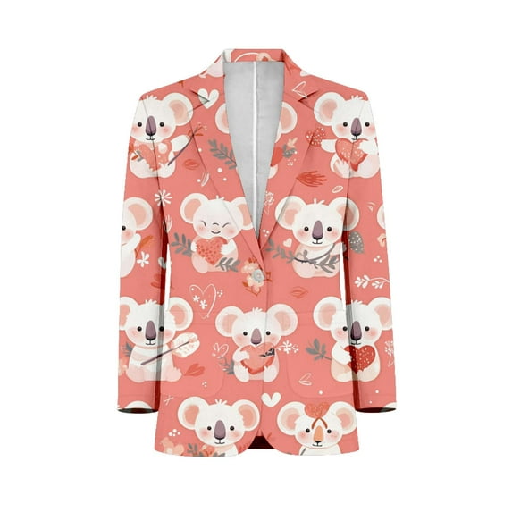 Cute Koala Pattern Mens Suits Shawl Collar Slim Fit Suit Mens Groom ...