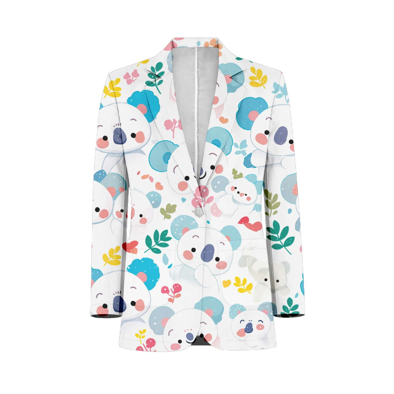 Cute Koala Pattern Mens Suits Shawl Collar Slim Fit Suit Mens Groom ...