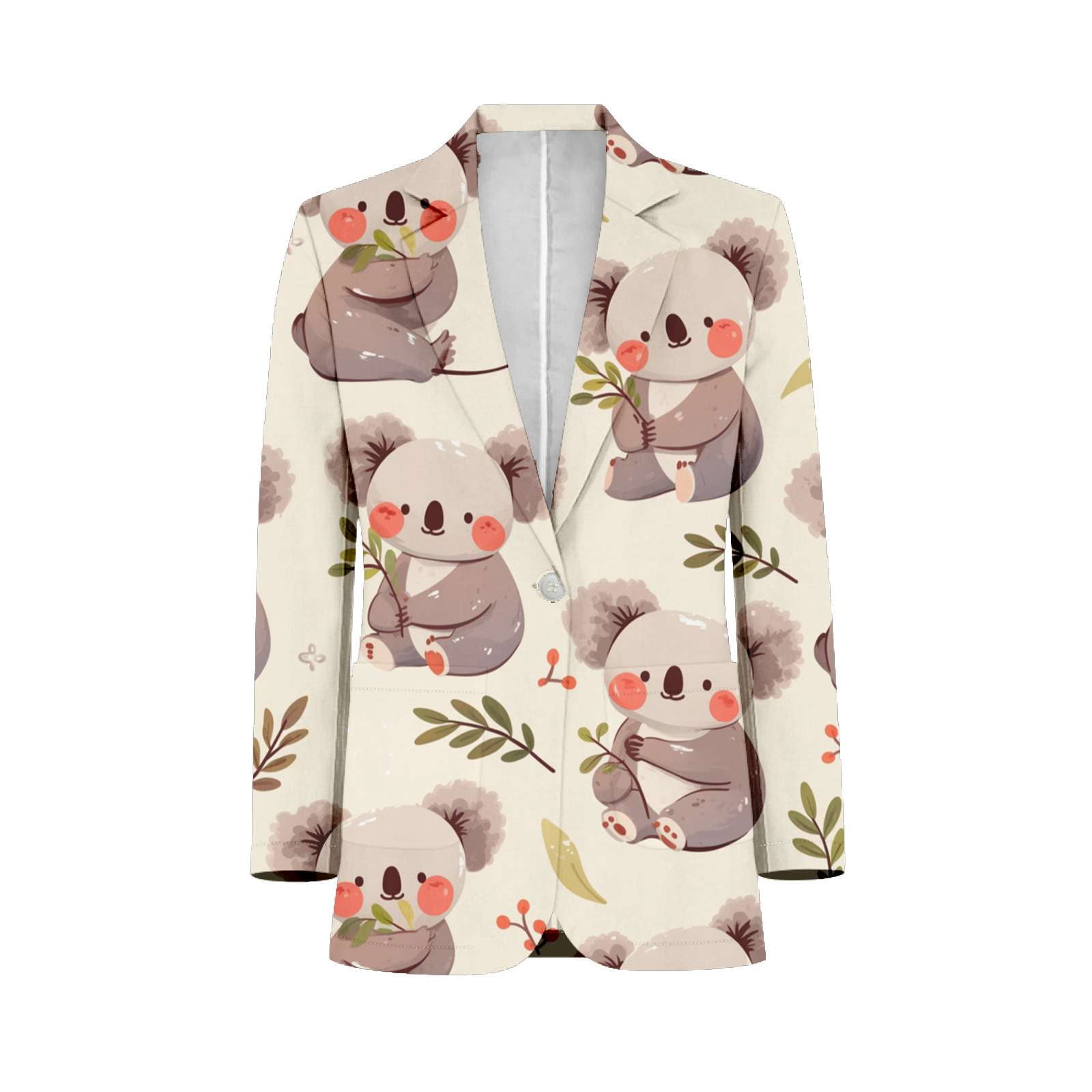 Cute Koala Pattern Mens Suits Shawl Collar Slim Fit Suit Mens Groom ...