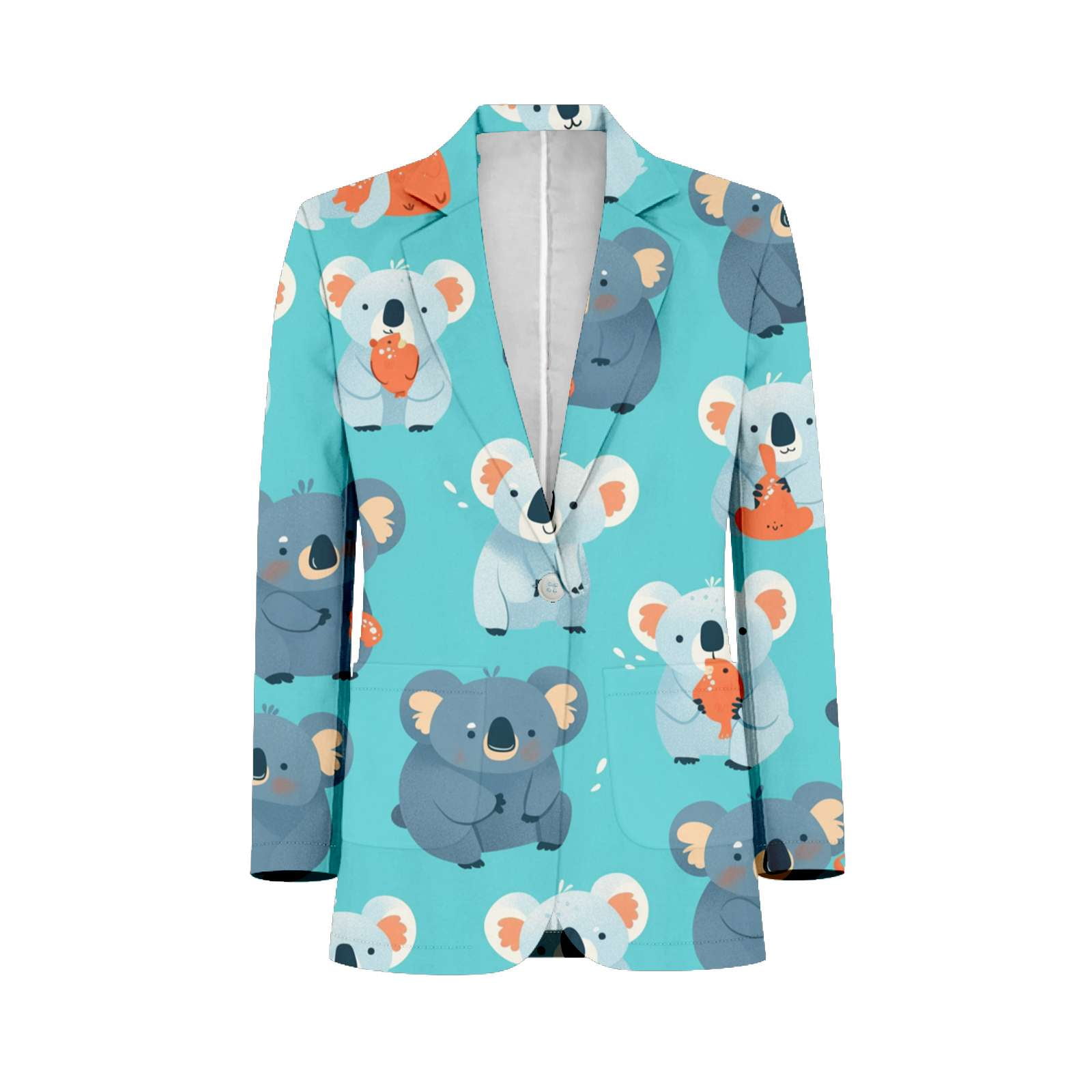 Cute Koala Pattern Mens Suits Shawl Collar Slim Fit Suit Mens Groom ...