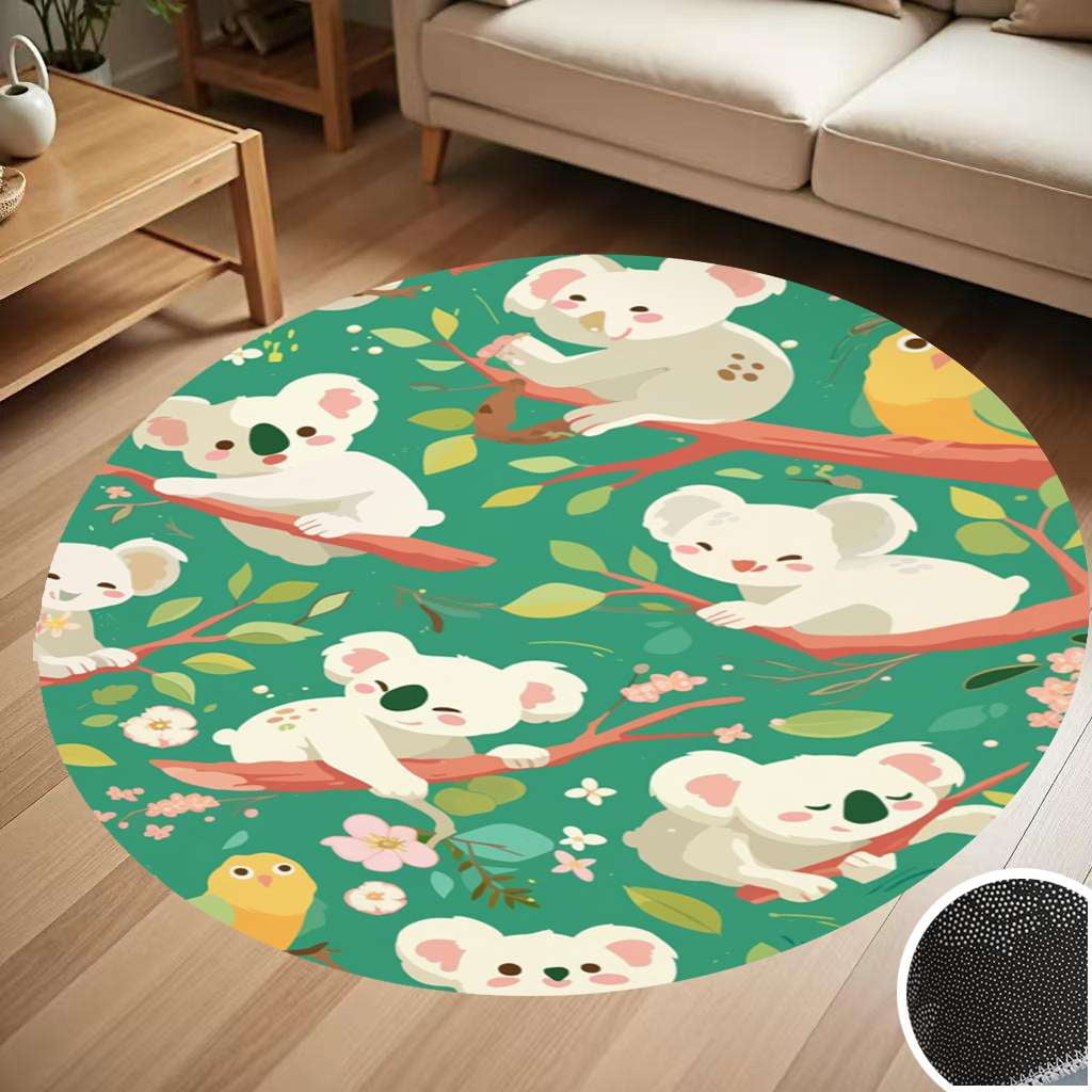 Cute Koala Pattern Round Carpet Living Room Bedroom Home Decoration ...