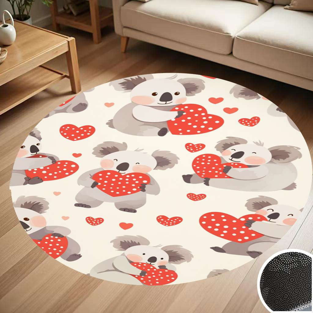 Cute Koala Pattern Round Carpet Living Room Bedroom Home Decoration ...
