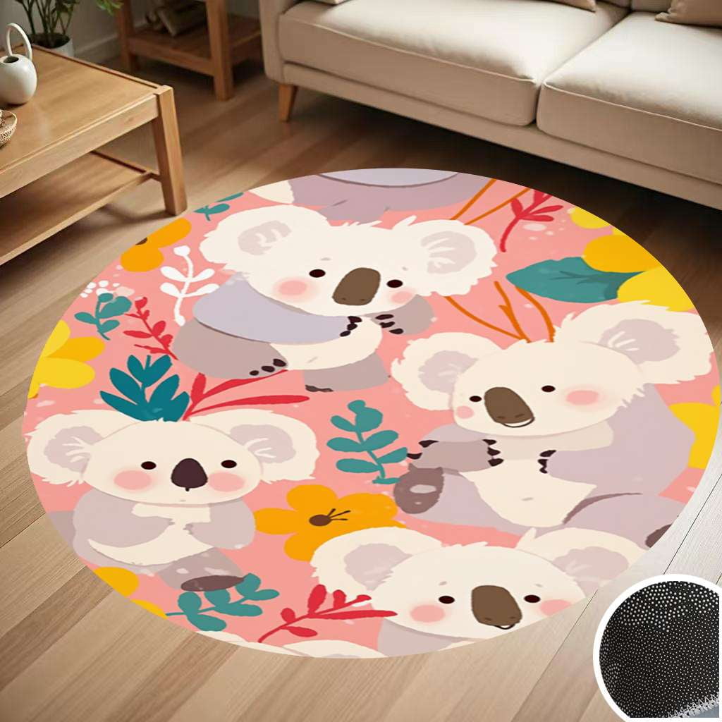 Cute Koala Pattern Round Carpet Living Room Bedroom Home Decoration ...