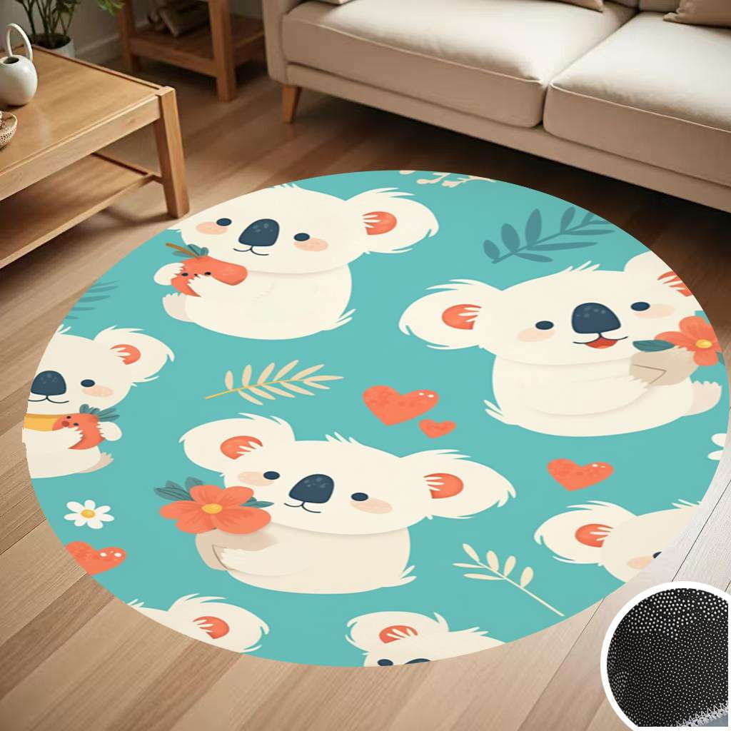 Cute Koala Pattern Round Carpet Living Room Bedroom Home Decoration ...