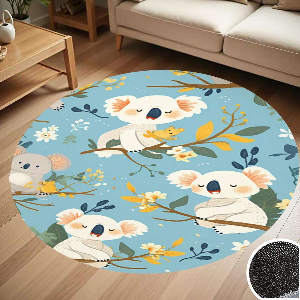 Cute Koala Pattern Round Carpet Living Room Bedroom Home Decoration ...