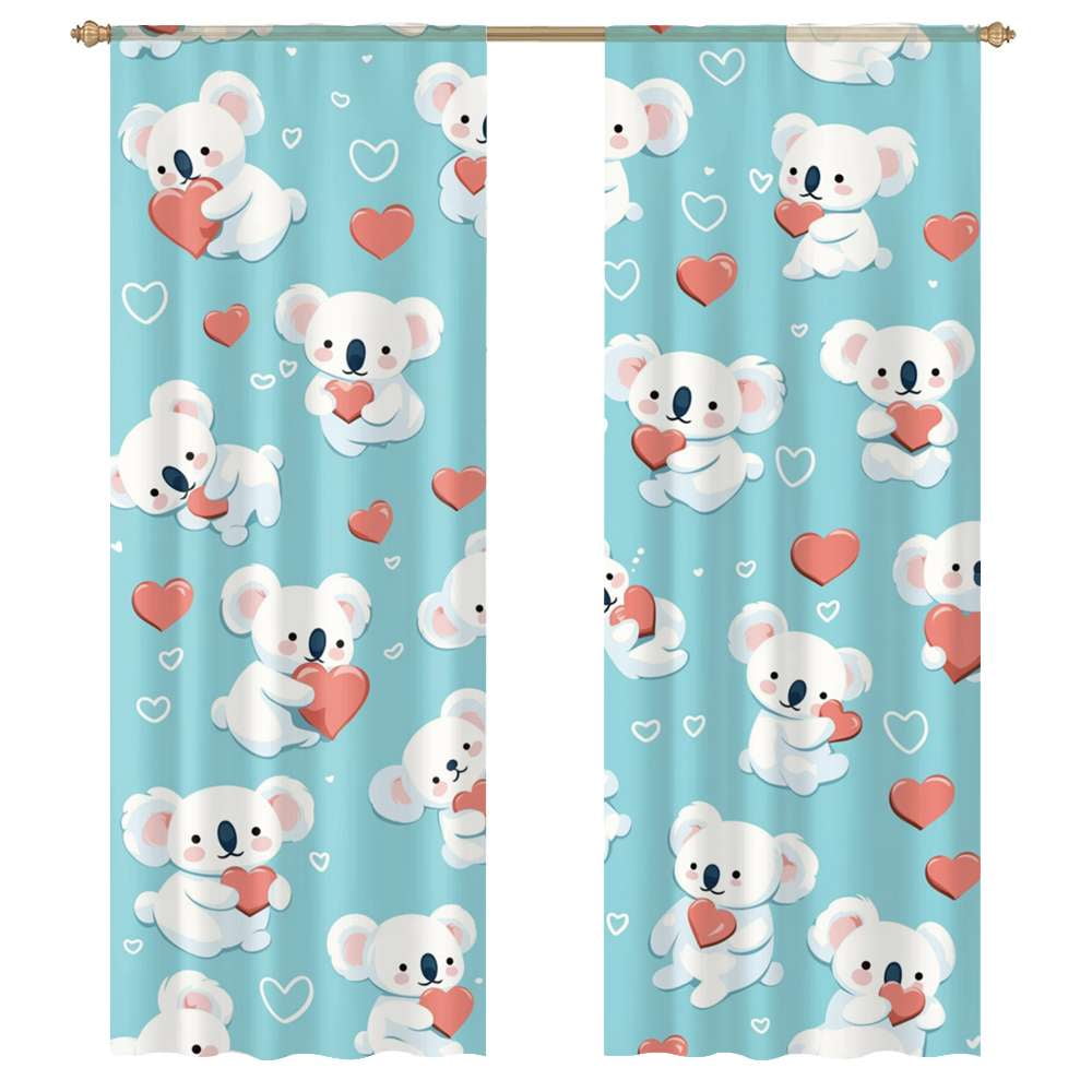 Cute Koala Pattern Sheer Voile Curtain Window Tulle Curtains For Living ...