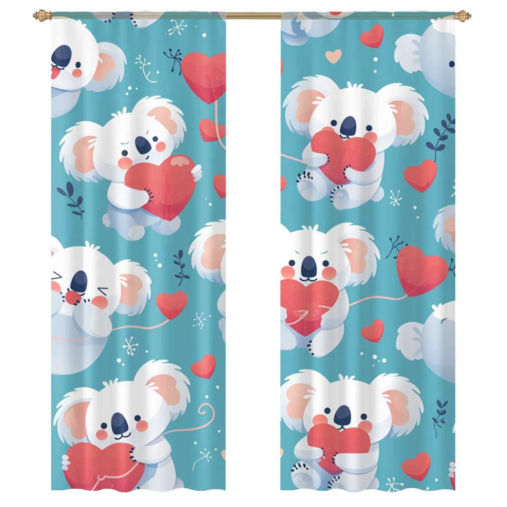Cute Koala Pattern Sheer Voile Curtain Window Tulle Curtains For Living ...