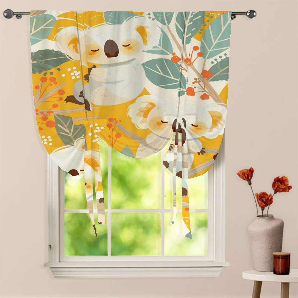 Cute Koala Pattern Window Curtain for Living Room Roman Curtain Kitchen ...