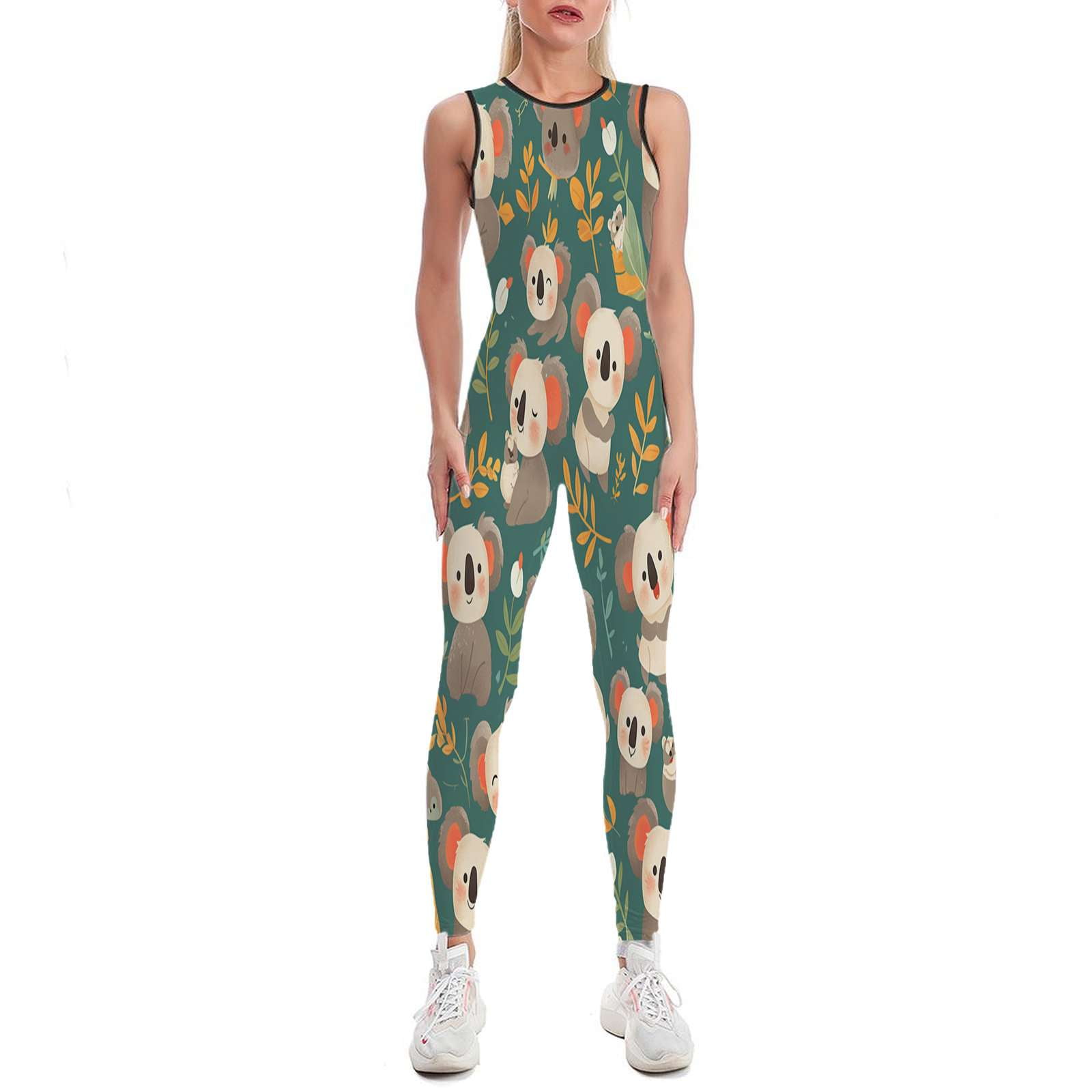 Cute Koala Pattern Women's One Piece Yoga Jumpsuits Leggings Playsuit Gym Suit Fitness Running ...