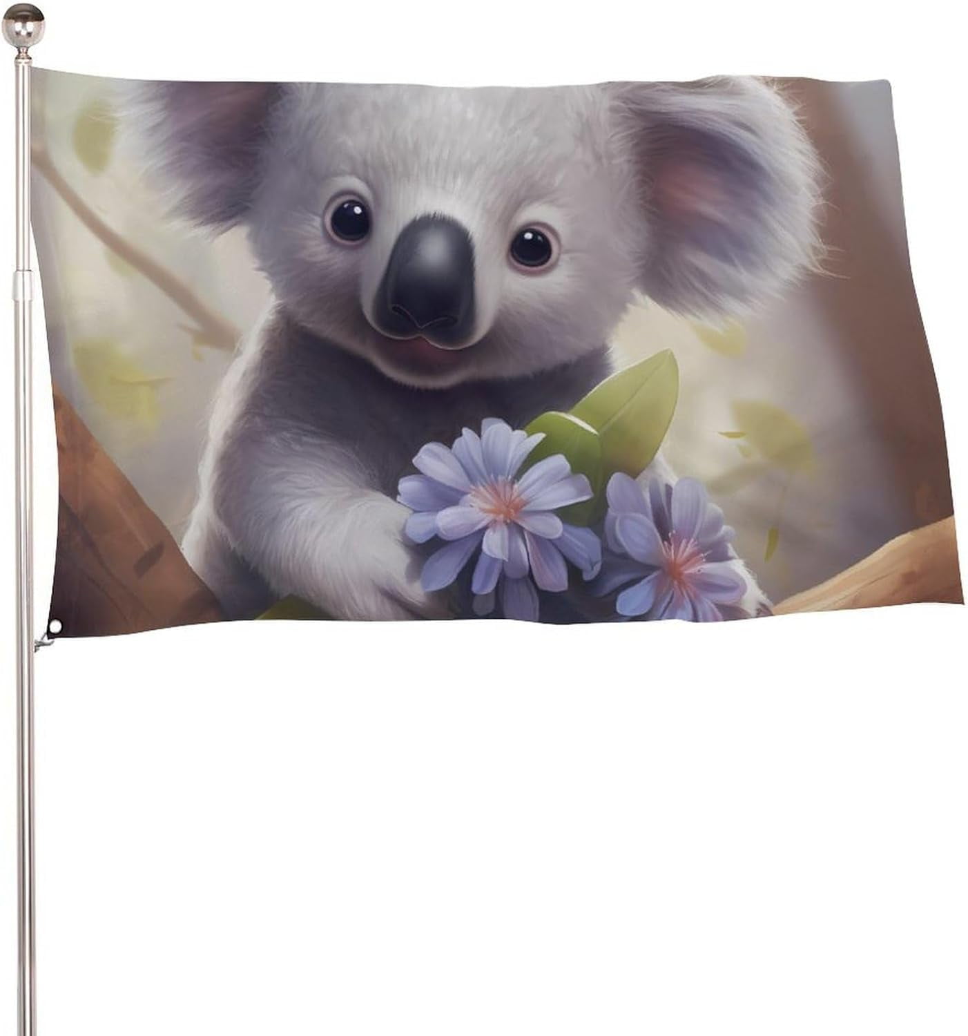 Cute Koala Printed Flag with 2 Brass Grommets Banner Funny for Outdoor ...