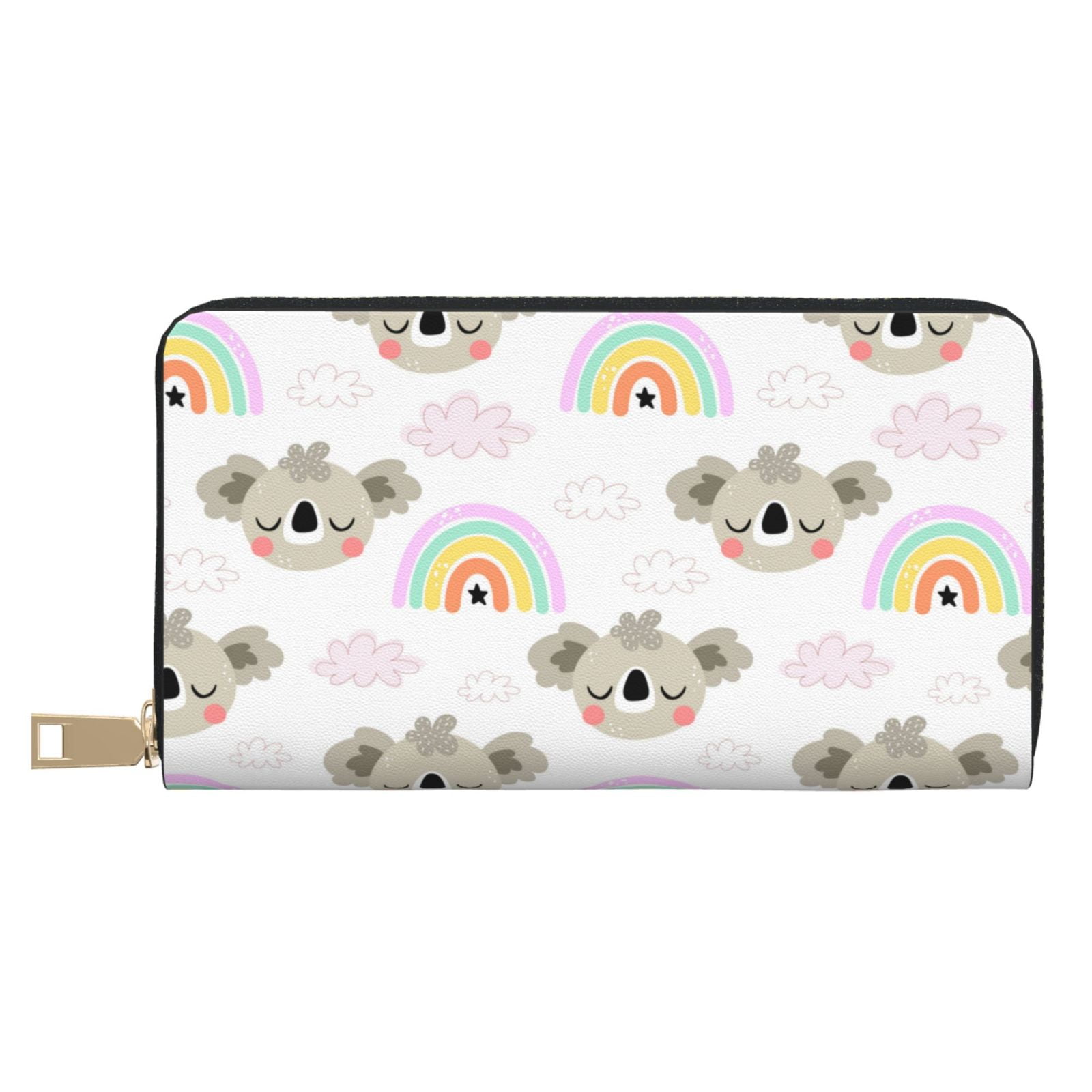 Cute Koala Rainbow Wallet Women, Leather Bifold Multi Card Wallet ...