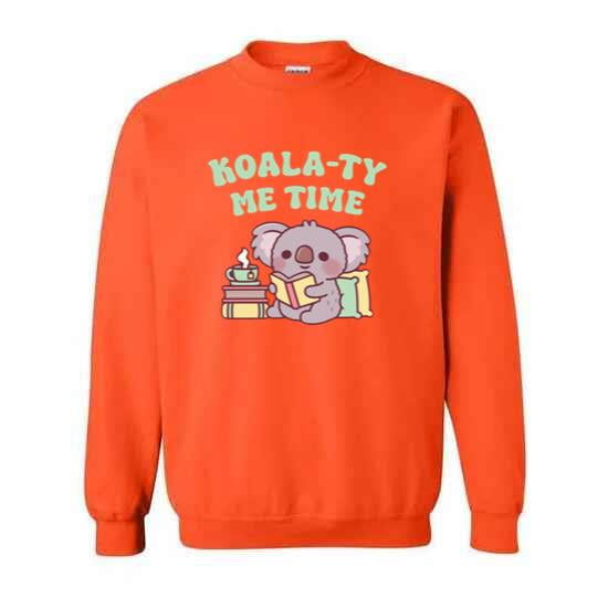 Cute Koala Reading A Book Koalaty Me Time Pun Quote Unisex Sweatshirt ...