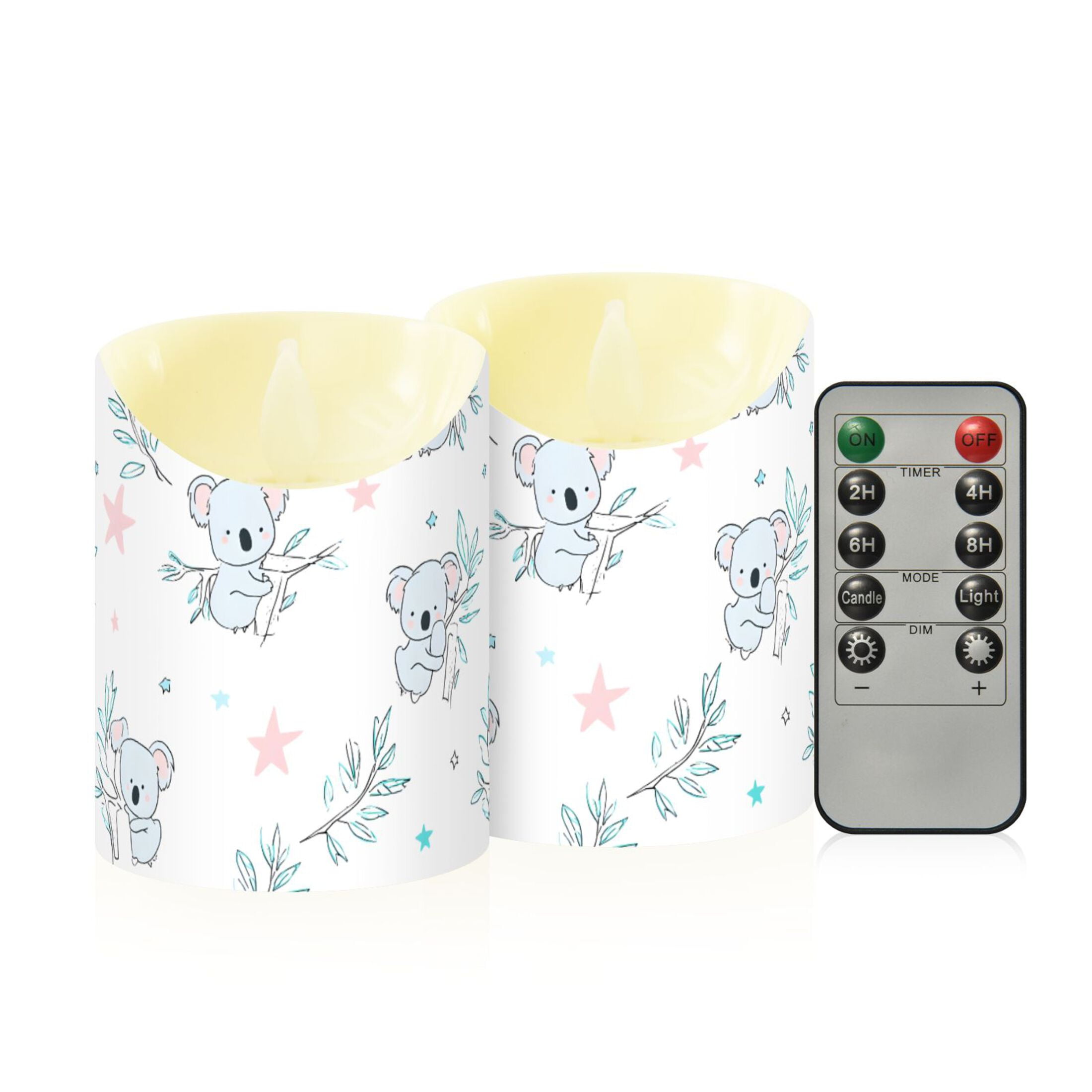 Cute Koala Stars Flameless Candles 2 PCS with Remote Realistic Moving ...