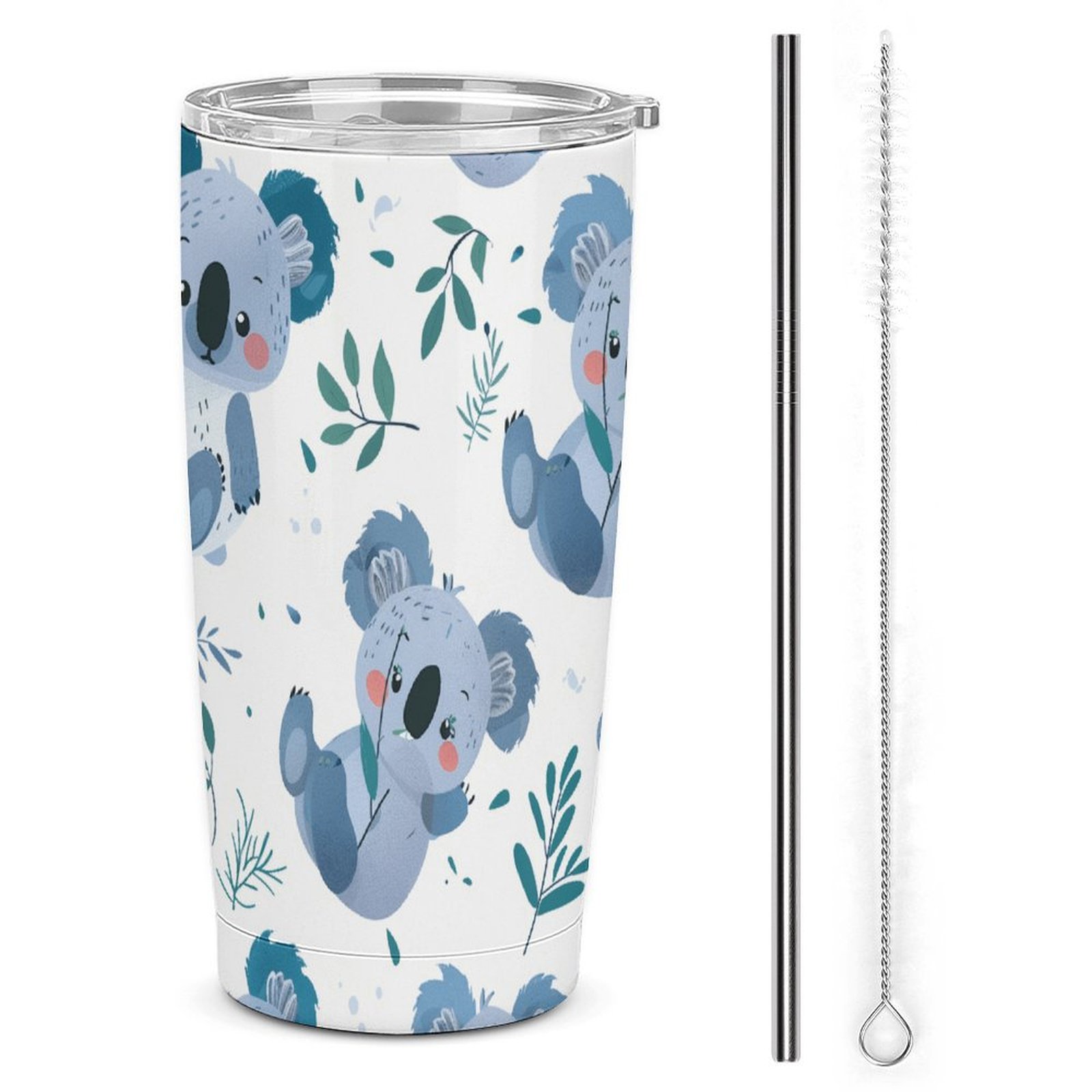 Cute Koala Tumbler with Lids And Straws Insulated Cup Reusable ...