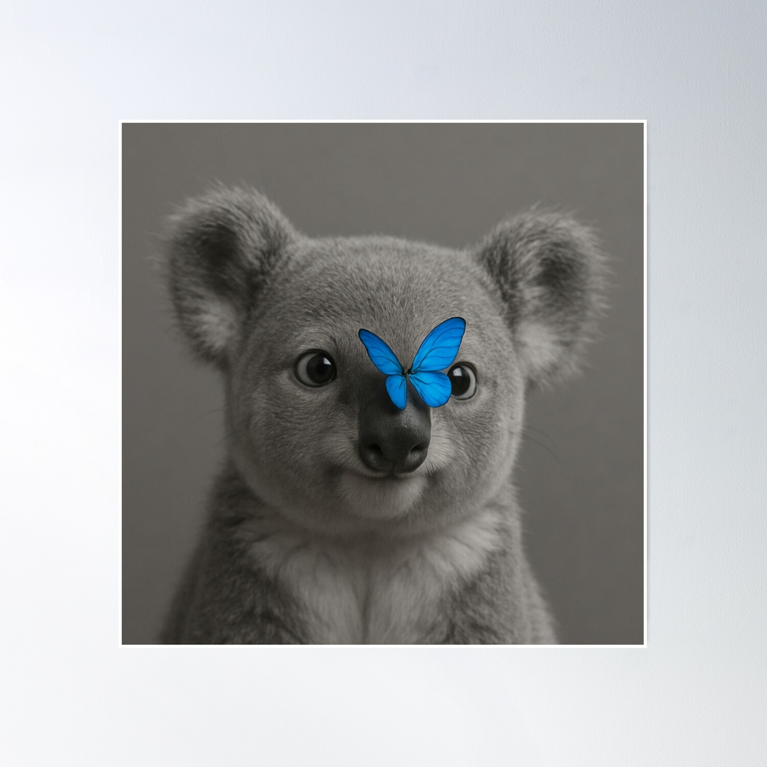 Cute Koala With Blue Butterfly – Minimalist Animal Art – Adorable ...