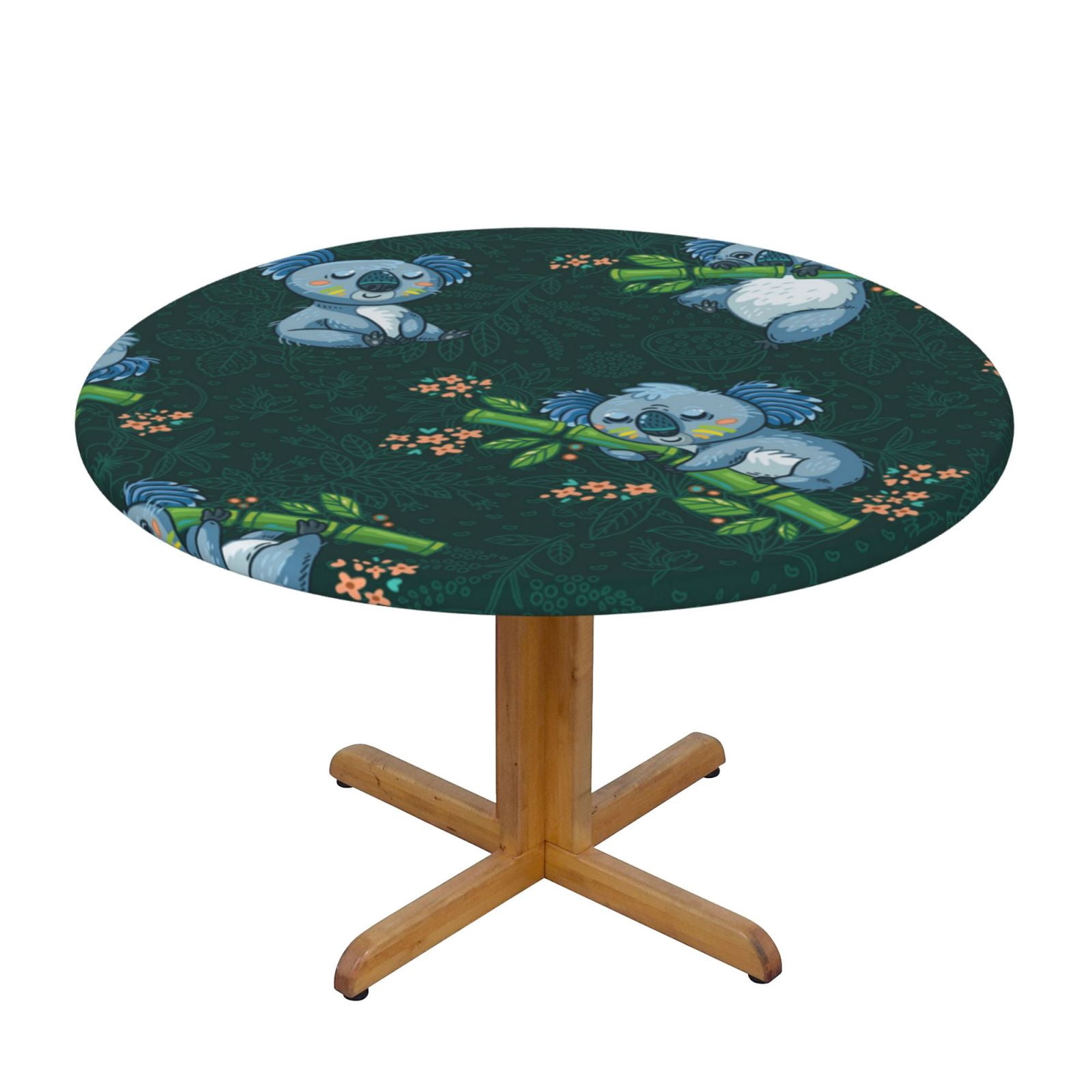 Cute Koalas Tropical Round Fitted Tablecloth Elastic Edged Table Cloth ...