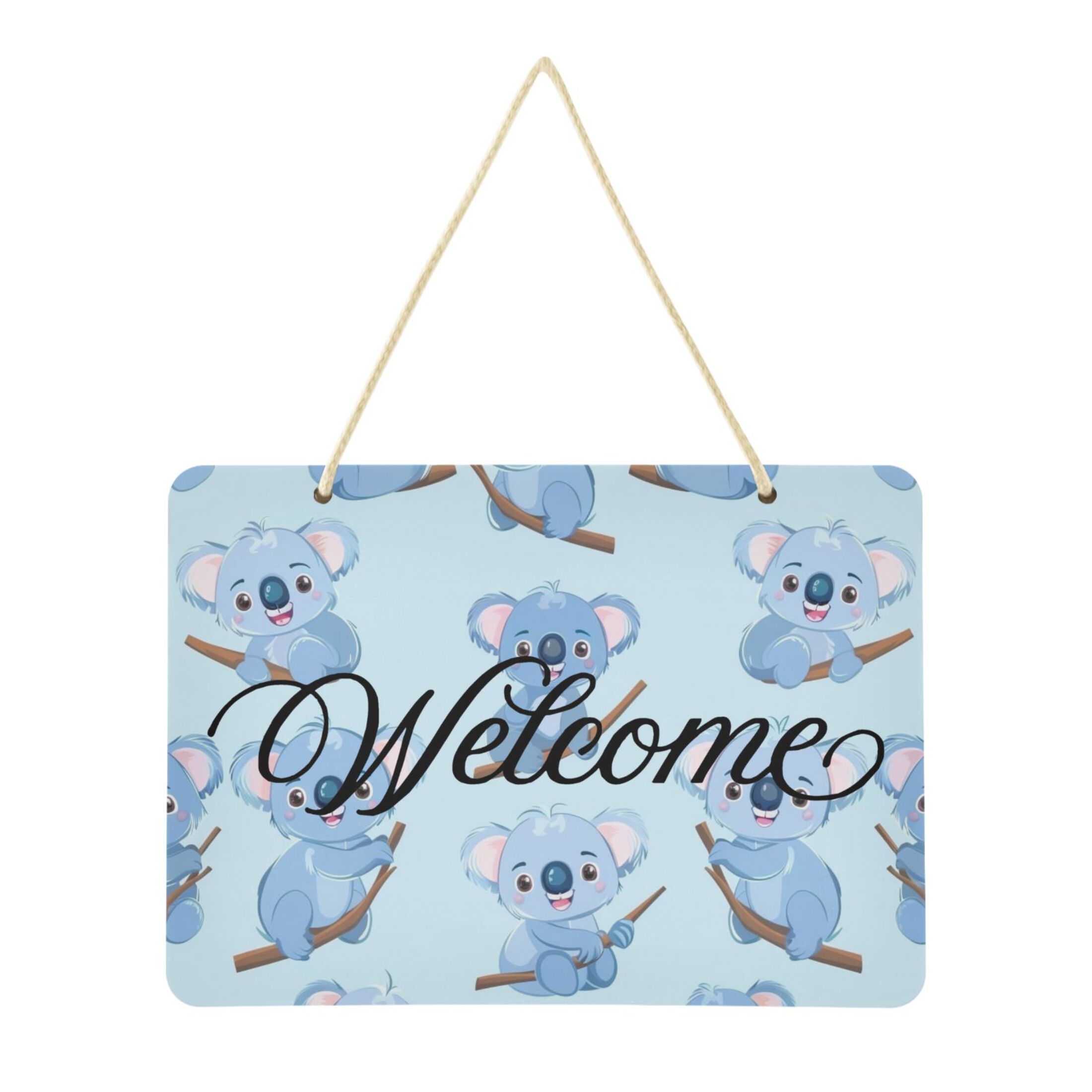 Cute Koalas on Branch Welcome Sign Front Door PVC 14x10 inch Hanger ...