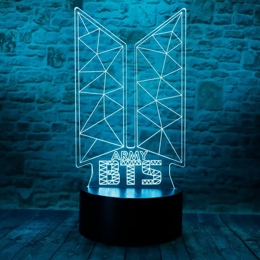 Cute Kpop BTS Bangtan Boys Anime Character 3D LED Bedroom Decor Sleep ...