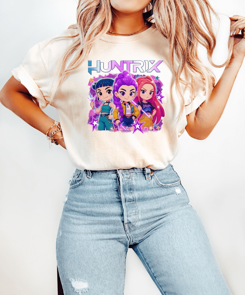 Cute Kpop Demon Hunters T-Shirt, Hun.Ttrix Girl Kpop Idol Group Tee ...